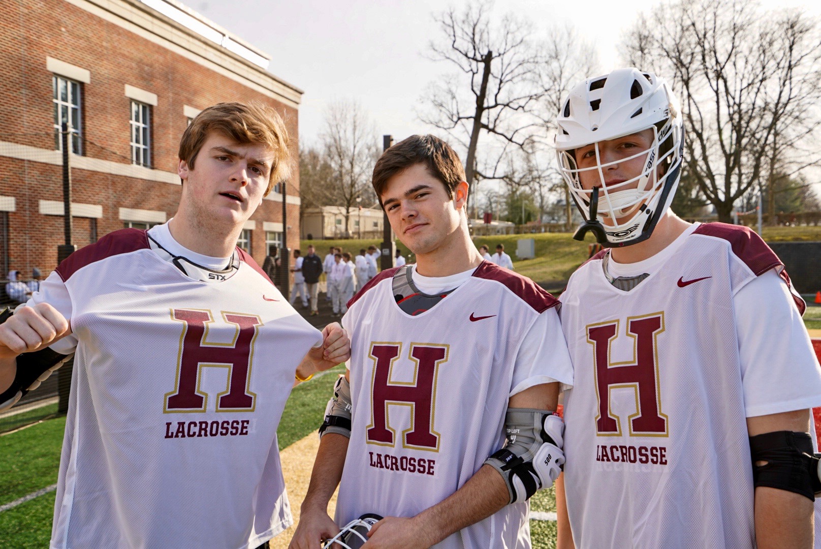 Geordie Holmes _21, Michael Bozzi _21 and Reed Halpert _21 pose in ...